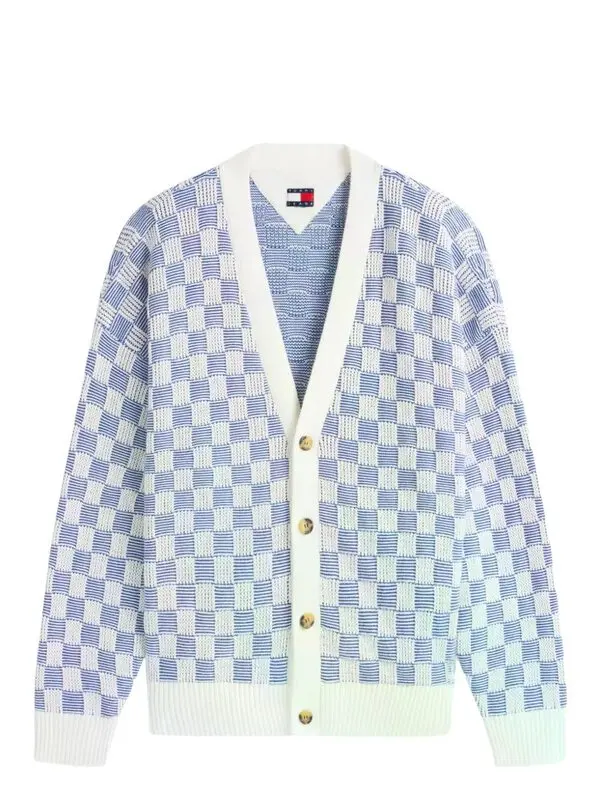 Tommy Hilfiger Checkerboard-knit Cotton Cardigan - White