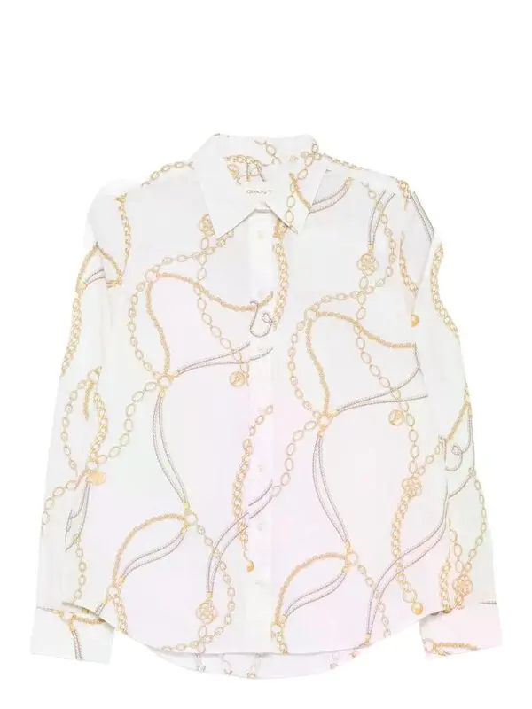 Gant Chain Print Long Sleeve Shirt - White