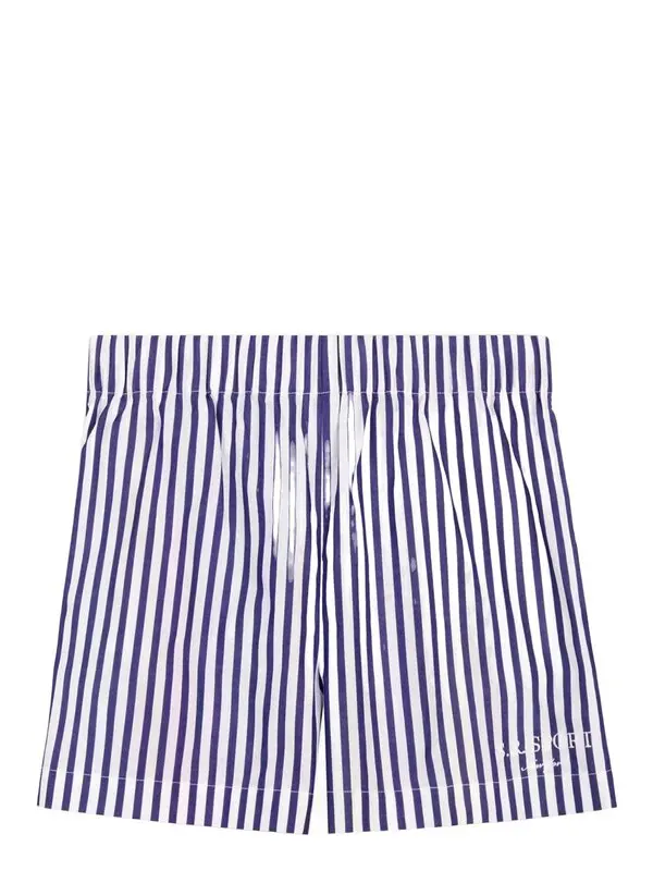 SPORTY & RICH Striped Cotton Shorts - Blue