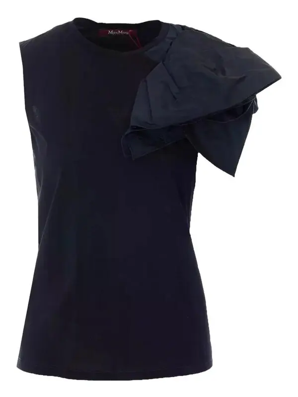 Max Mara Ruffled Sleeveless Crewneck Top - Blue
