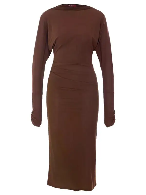 Max Mara Ruched Boat-neck Midi Dress - Brown