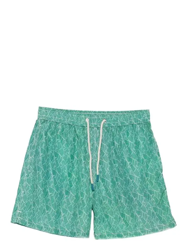 FEFÈ Leaf-print Swim Shorts - Green