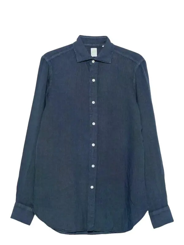 FINAMORE 1925 Button-up Long-sleeve Shirt - Blue