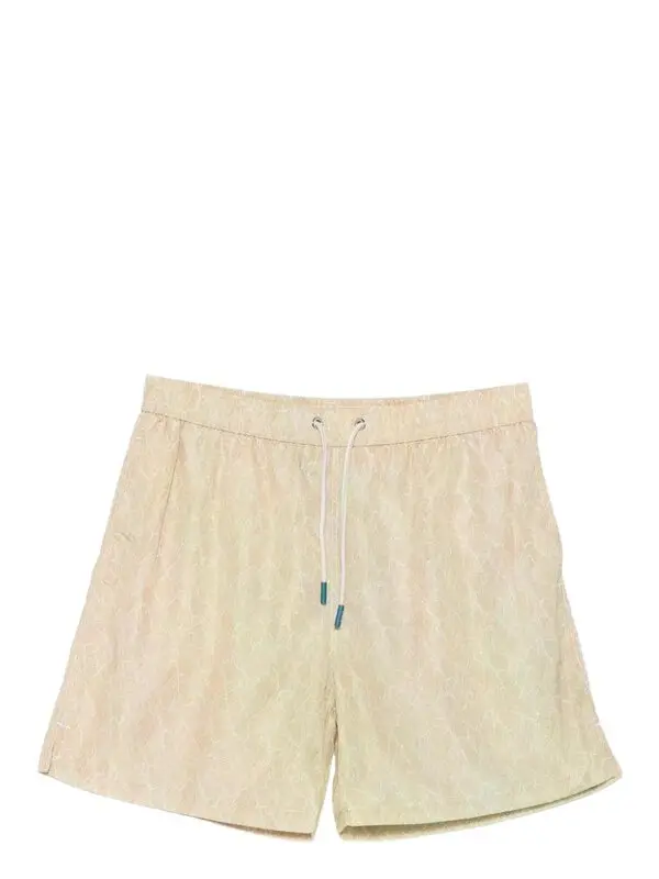 FEFÈ Swim Shorts With Leaf Print - Neutrals