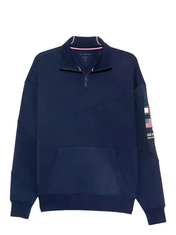 Tommy Hilfiger Logo Patch Quarter-zip Sweater - Blue