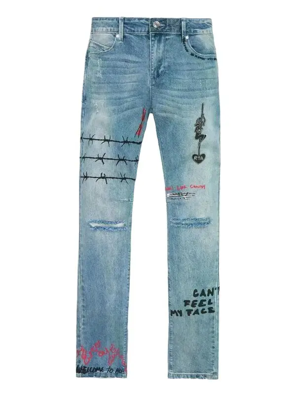 RtA Bryant Skinny-fit Jeans With Graphic Print - Blue