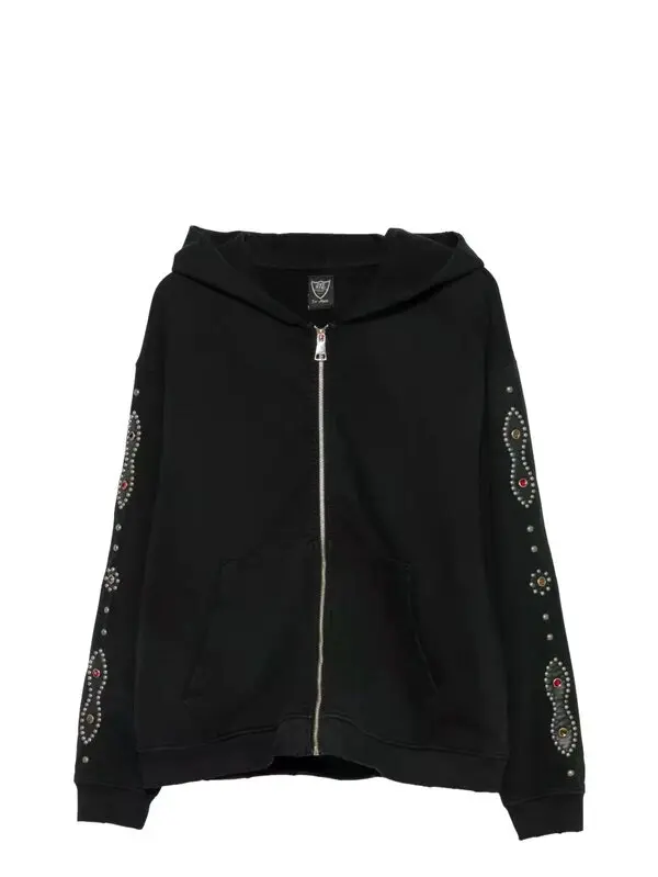 HTC LOS ANGELES Stud Embellished Zip-up Hoodie - Black