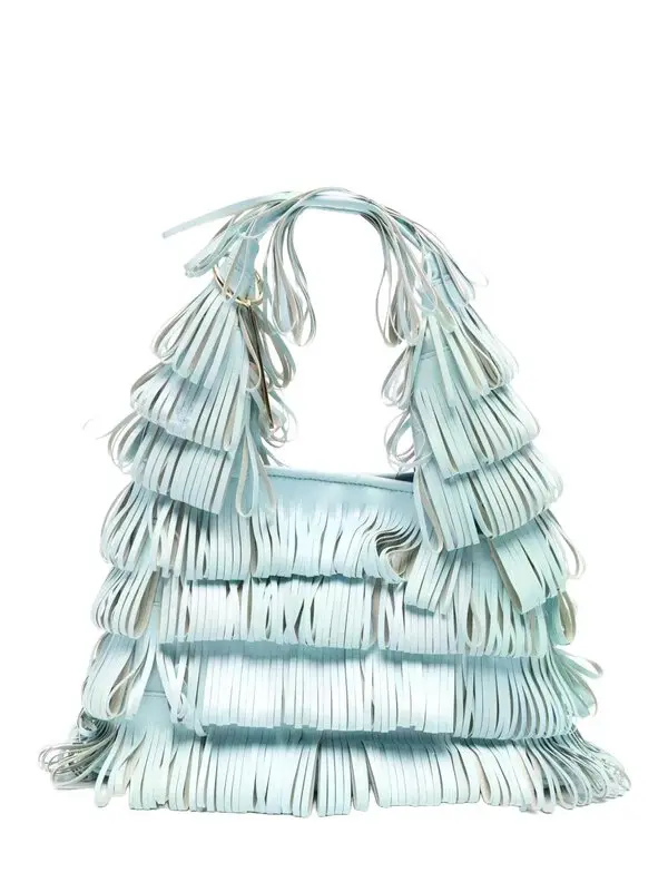 LA MILANESA Capucine Fringed Tote Bag - Blue