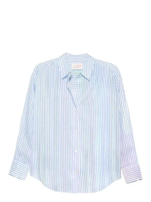 MC2 SAINT BARTH Striped Shirt With Logo Embroidery - Blue