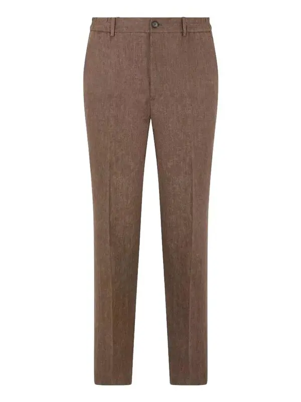 SLOWEAR Tailored Trousers With Elasticated Waistband - Brown