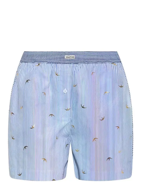 Munthe Striped Bird-print Shorts - Blue