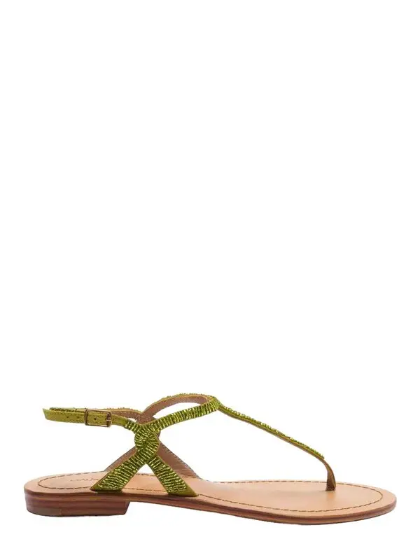 Malìparmi Bead-embroidered Ankle Strap Sandals - Green