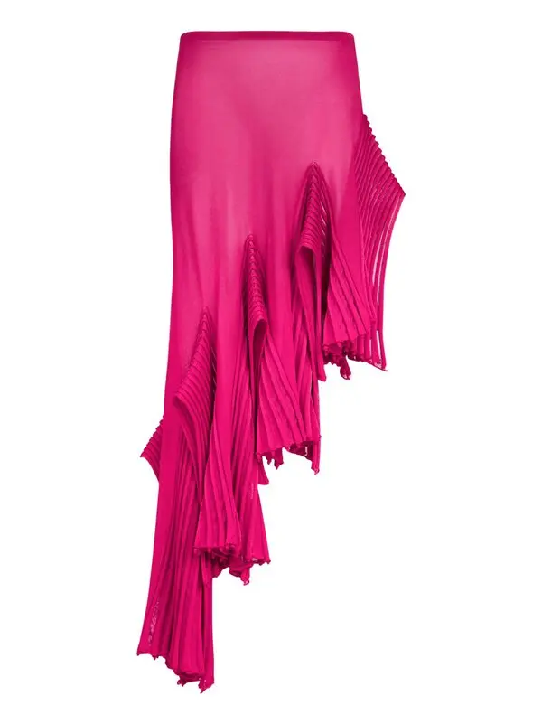 Alaïa Asymmetric Leaf Midi Skirt - Red