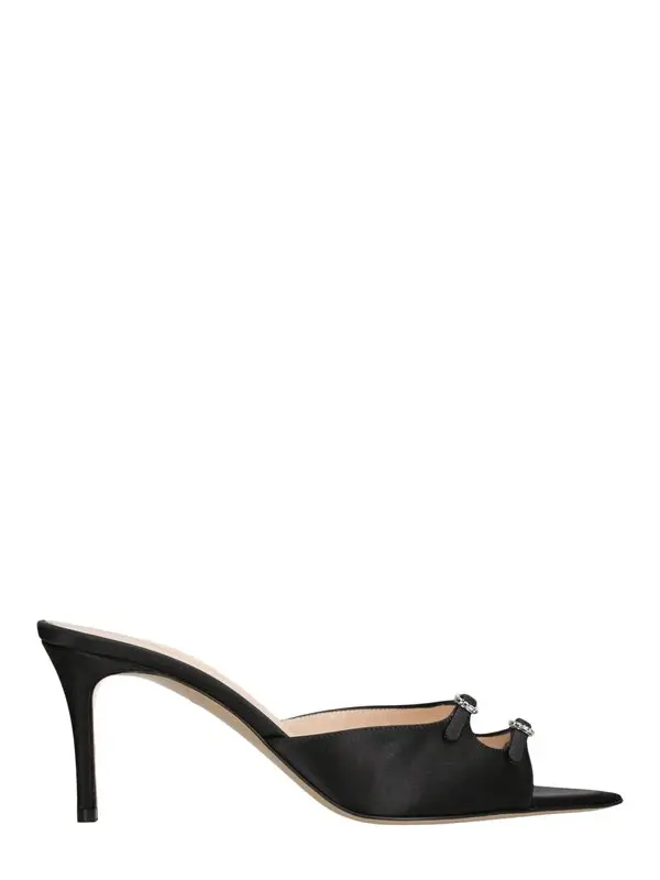 ANDREA WAZEN Carol Satin Heeled Mules 75 - Black