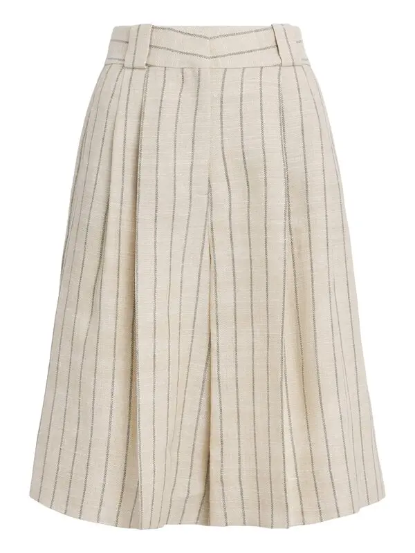BLAZÉ MILANO Pinstripe Serene Husul Tailored Shorts - Beige