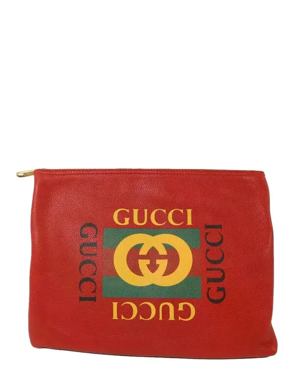 Gucci Gg Logo Print Clutch - Red