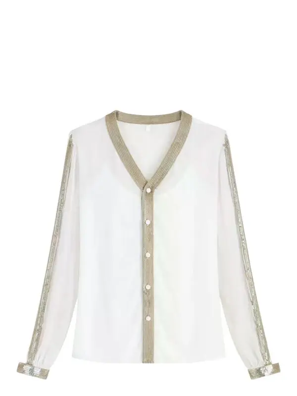 TEMPERLEY LONDON Filigree Sequin-embellished Shirt - White