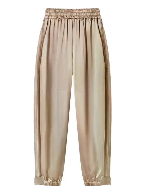 Co Collection Side-zip Elasticated Cuff Satin Track Pants - Neutrals