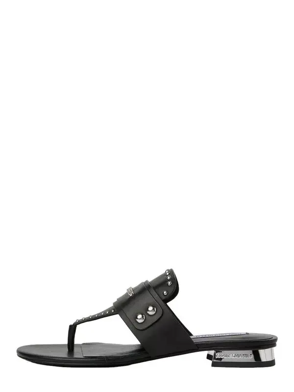 Karl Lagerfeld Roxy Stud-trim Flat Sandals - Black