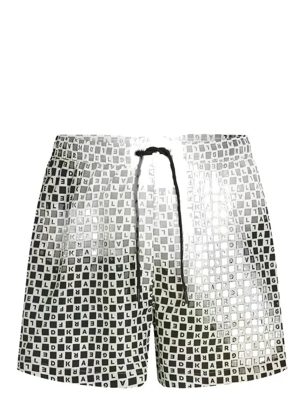Karl Lagerfeld Checkerboard Swim Shorts - Black