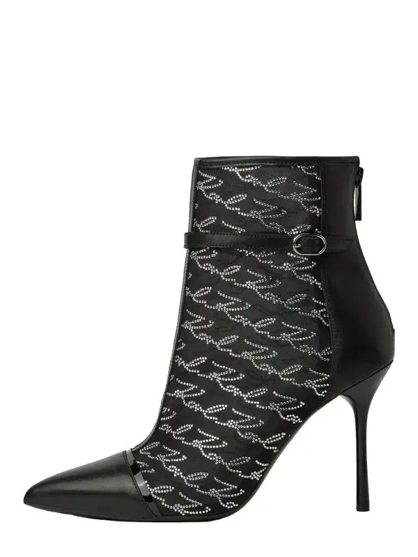 Karl Lagerfeld Embellished Stiletto Ankle Boots - Black