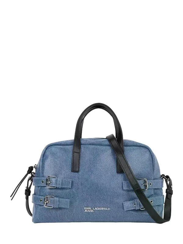 Karl Lagerfeld Buckle Denim Bowling Bag - Blue