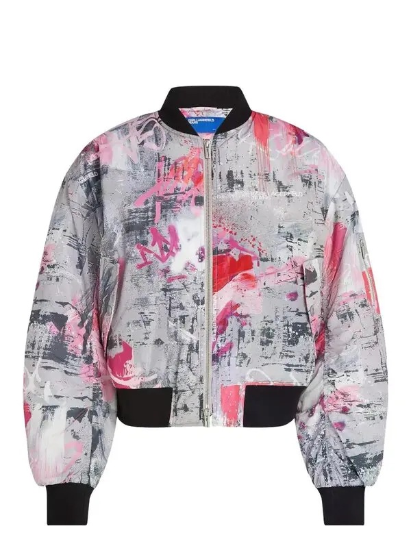 Karl Lagerfeld Printed Bomber Jacket - Grey