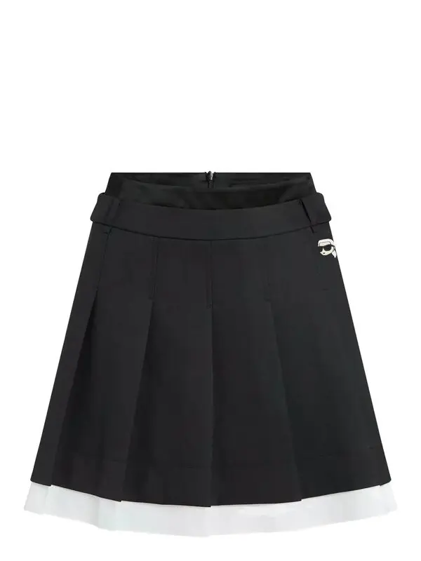 Karl Lagerfeld Ikon Pleated Mini Skirt - Black
