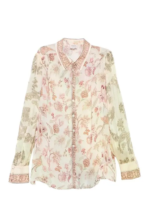 Hemant & Nandita Paisley Floral Print Button-up Shirt - Neutrals