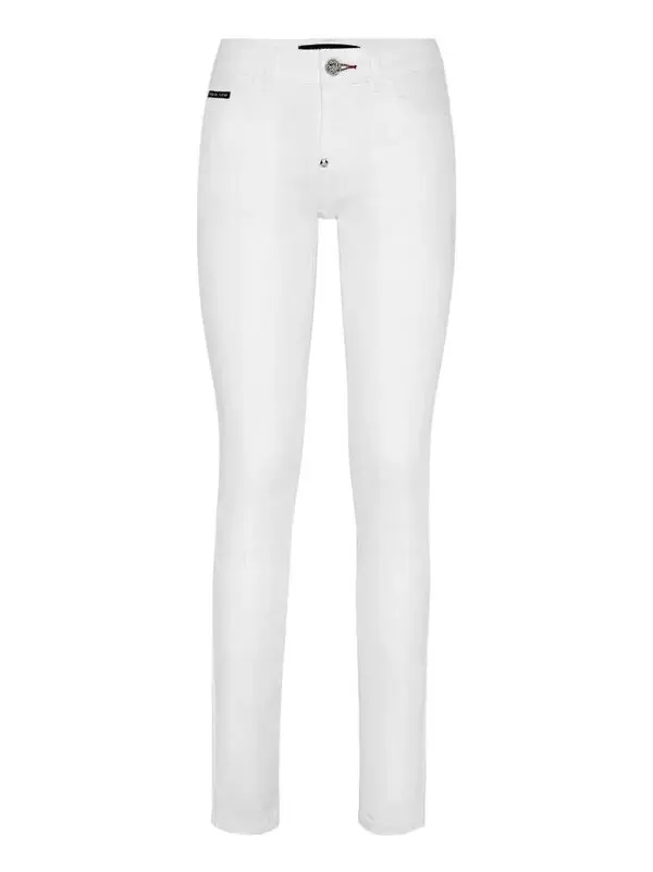 Philipp Plein Slim-fit Logo Plaque Denim Jeans - White