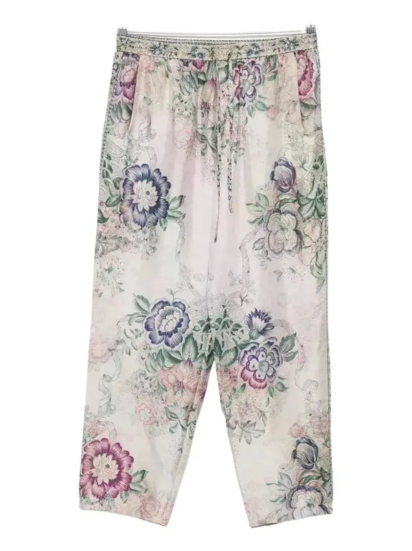 PIERRE-LOUIS MASCIA Floral Print Cropped Trousers - Neutrals