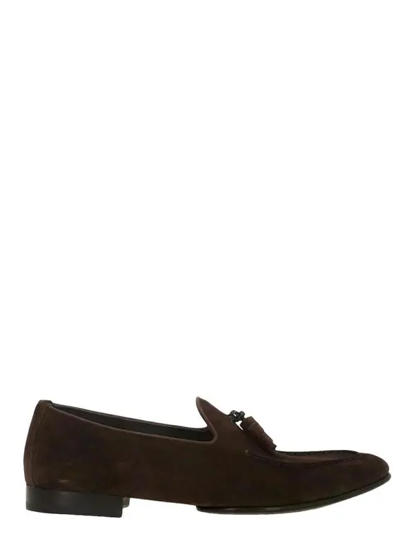 DOUCAL'S Suede Loafers With Tassel Detail - Brown