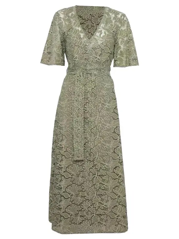 PENNYBLACK Floral Lace Belted Dress - Green