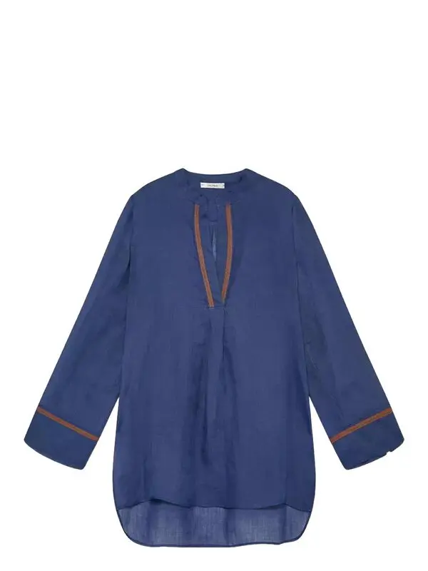Malìparmi Long Sleeve Shirt With Embellished Collar - Blue