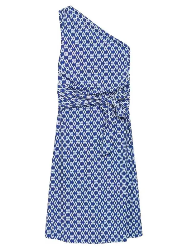 Malìparmi One-shoulder Geometric Print Midi Dress - Blue