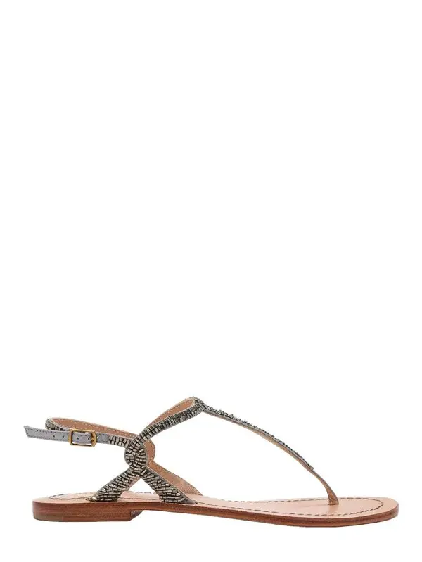 Malìparmi Embellished Beaded Leather Sandals - Silver