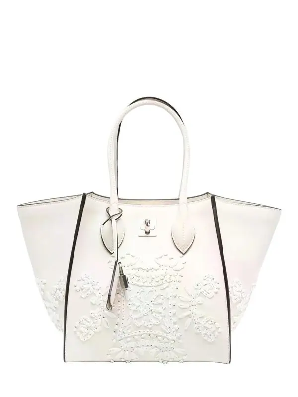 Ermanno Scervino Leather Tote Bag With Lace Embroidery - White