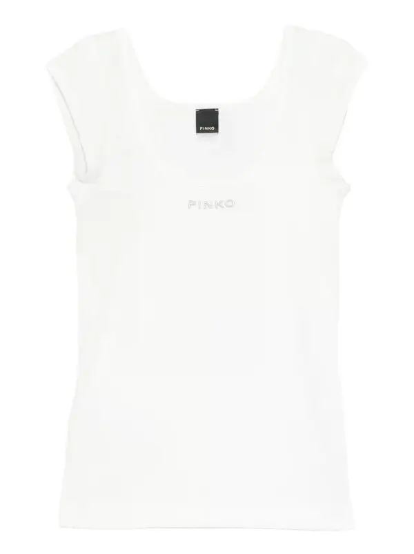 Pinko Ribbed Knit T-shirt - White