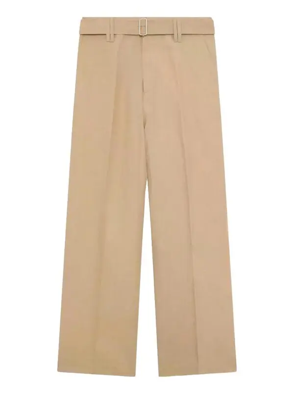 LARDINI Belted Flat-front Trousers In Beige - Neutrals