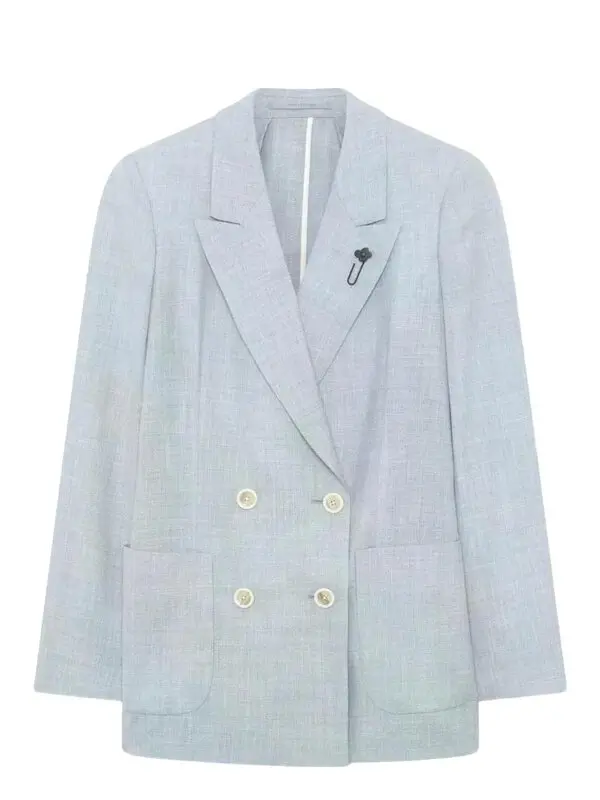LARDINI Double-breasted Peak Lapel Blazer - Blue