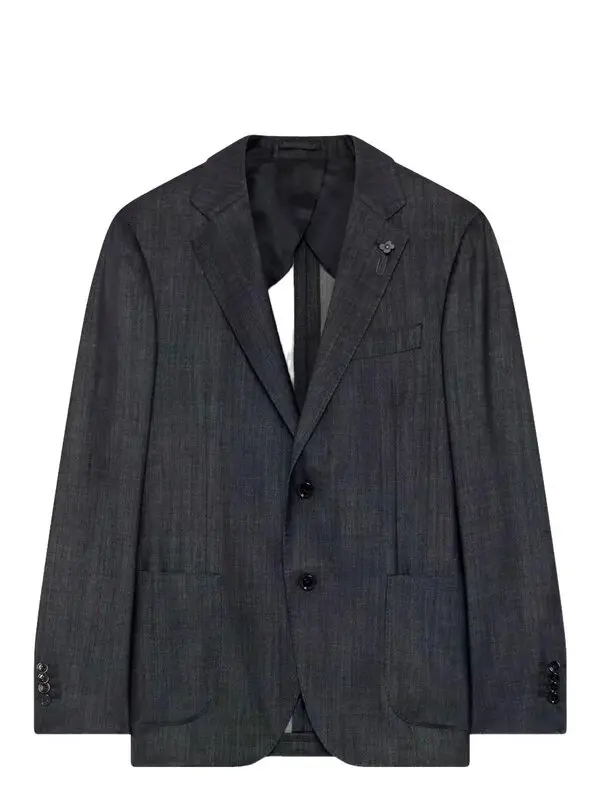 LARDINI Single-breasted Denim-effect Blazer - Grey