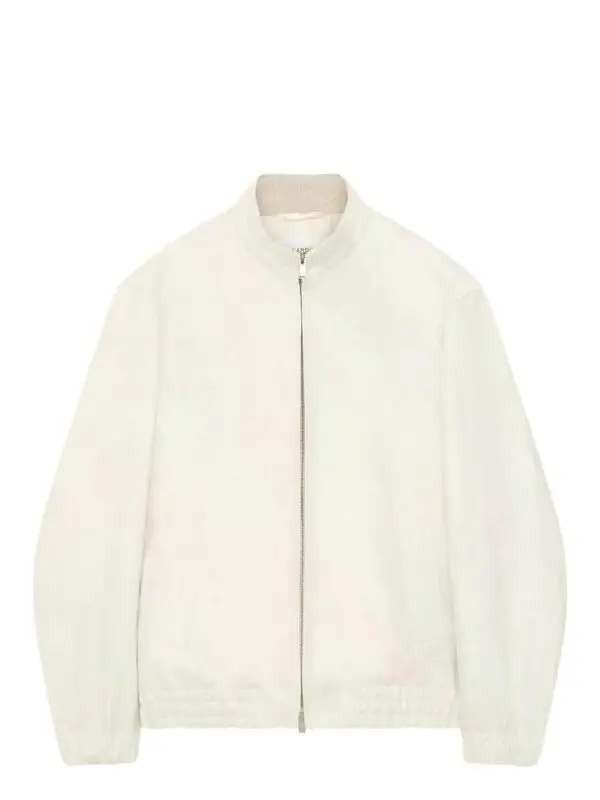 LARDINI Textured Linen Zip Jacket - Neutrals