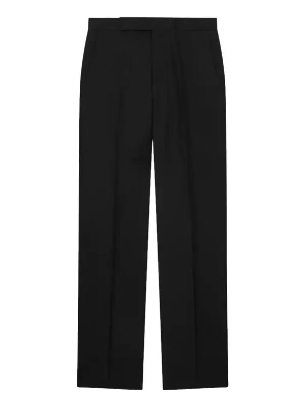 LARDINI Flat-front Wool-mohair Trousers - Black
