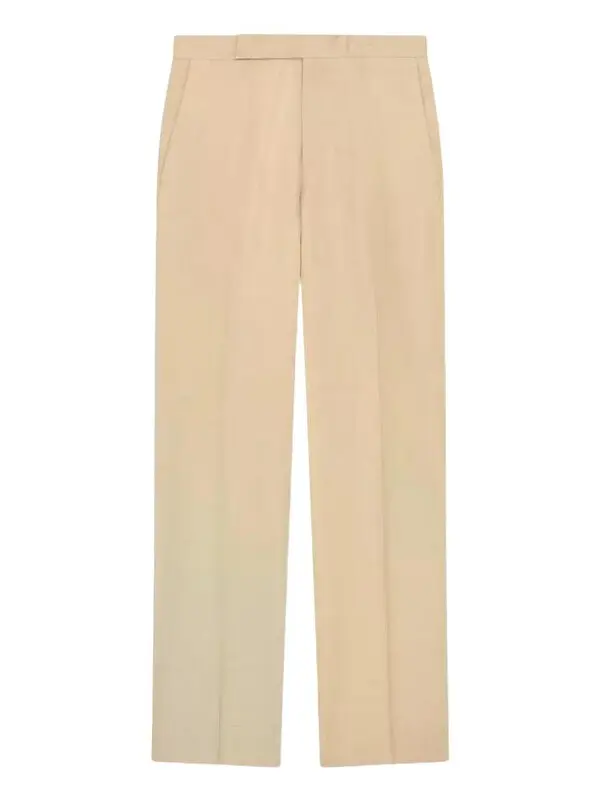 LARDINI Flat-front Trousers With Slub Texture - Neutrals