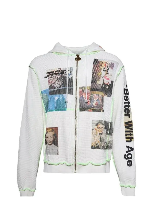 BETTER WITH AGE Ricky Waffle Zip-up Hoodie - White
