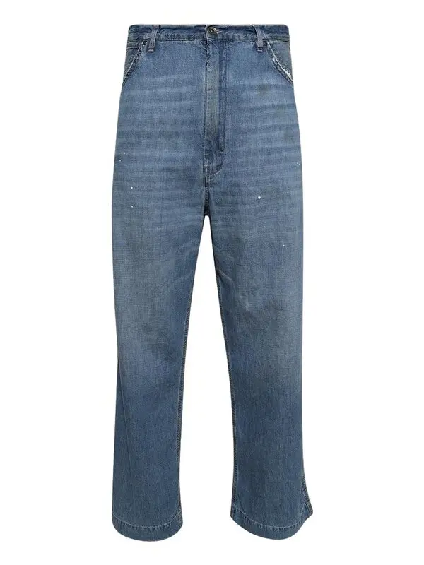 MAISON MARGIELA Wide Leg Blue Washed Denim Pants - Light  Blue