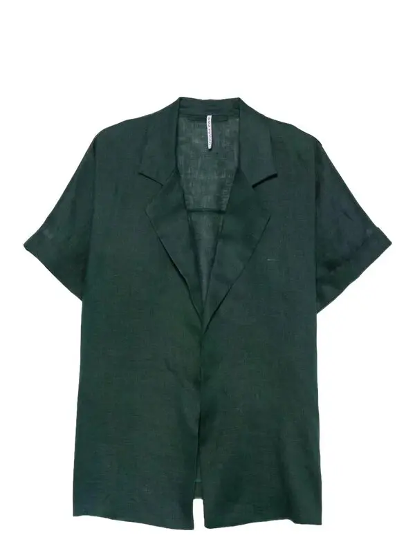 Liviana Conti Notched Lapel Short Sleeve Jacket - Green