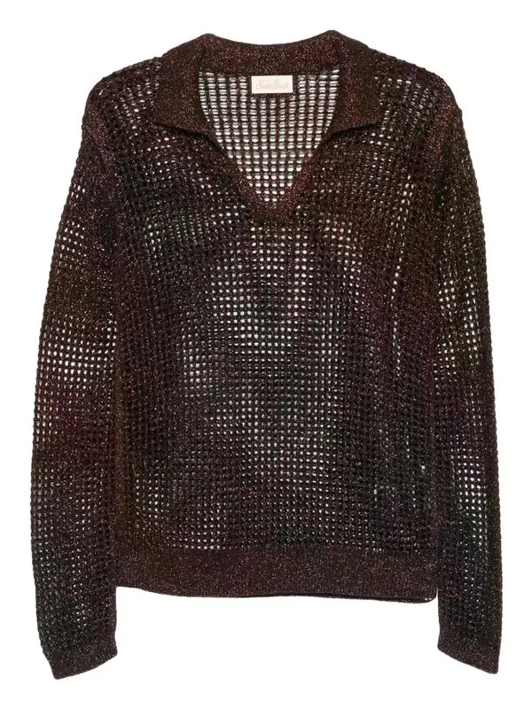 MC2 SAINT BARTH Lurex Open-knit Sweater - Brown