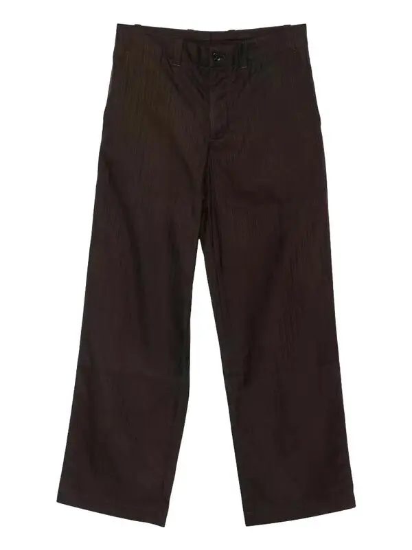 Lacoste Pinstriped Logo Patch Trousers - Brown
