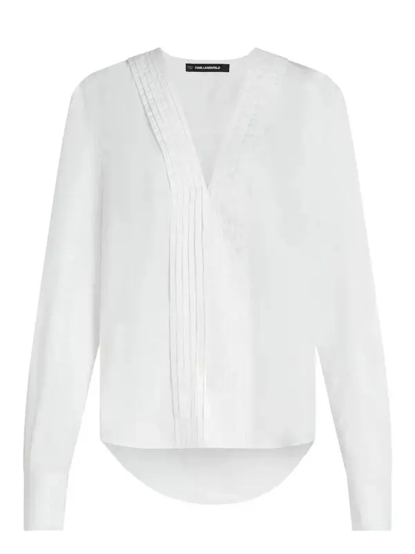 Karl Lagerfeld V-neck Blouse With Pleated Detail - White